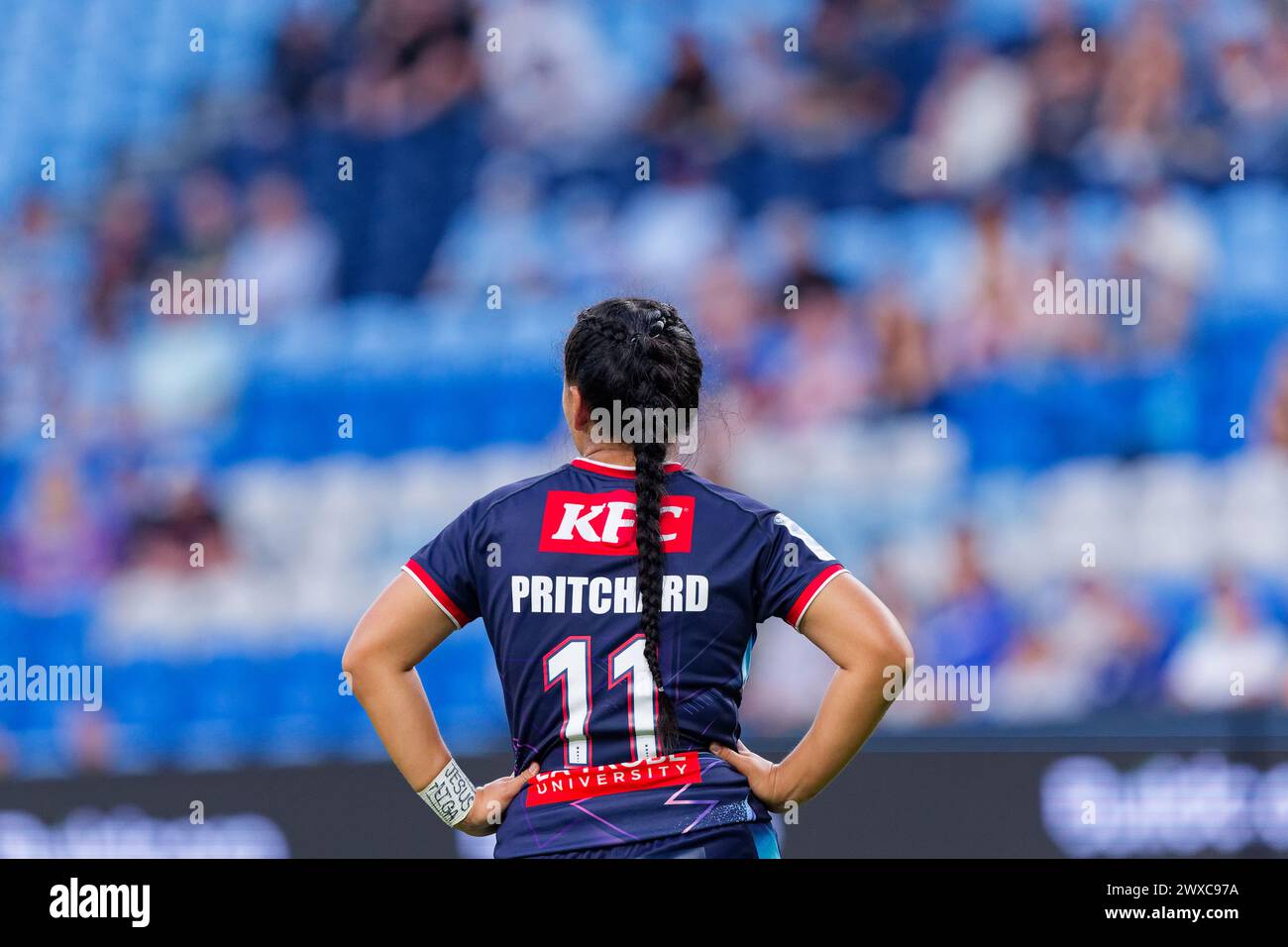 Sydney, Australia. 29th Mar, 2024. Teuila Pritchard of the Rebels looks ...