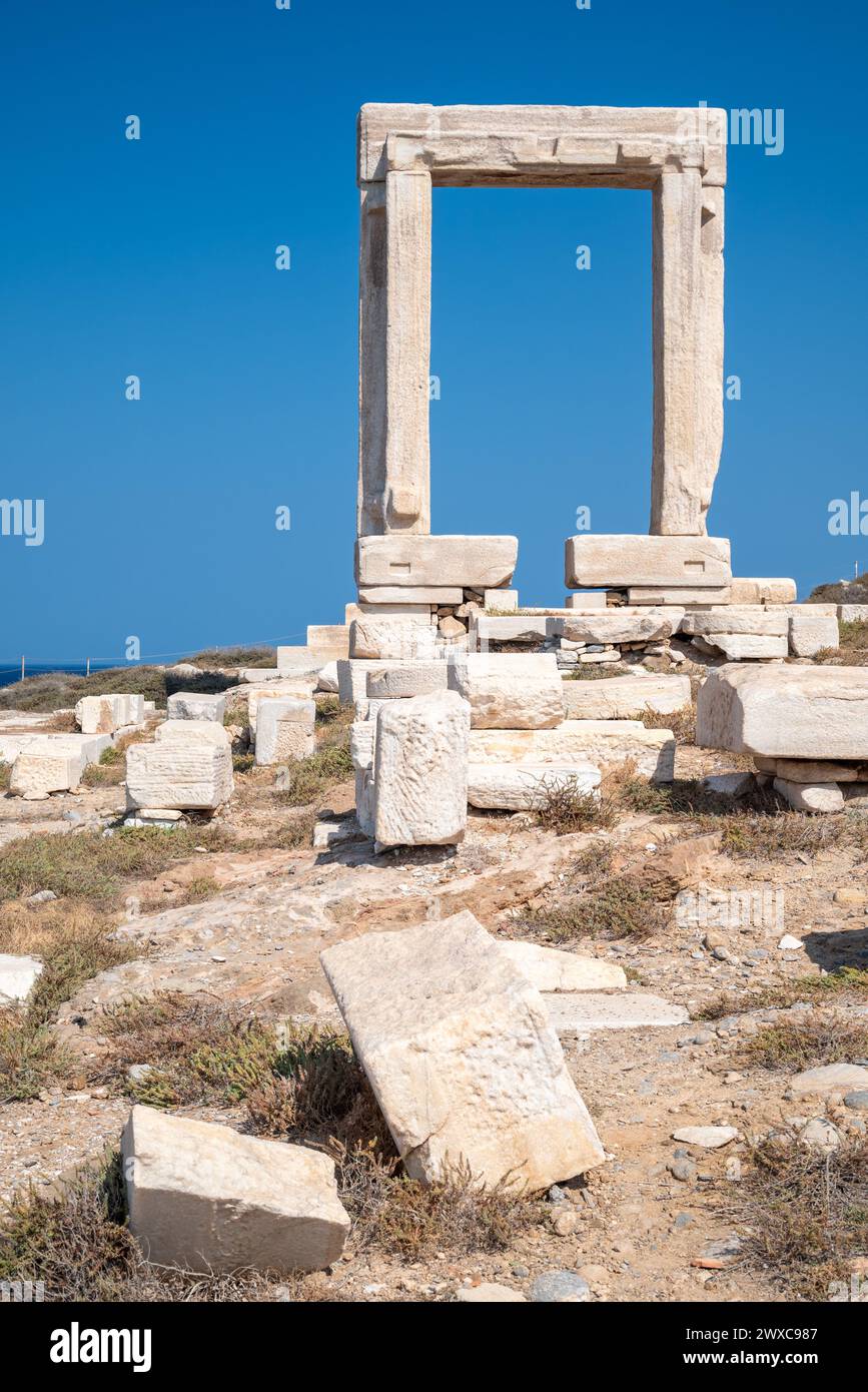 Remains of Portara gate of the Temple of Apollo at Naxos island in the ...