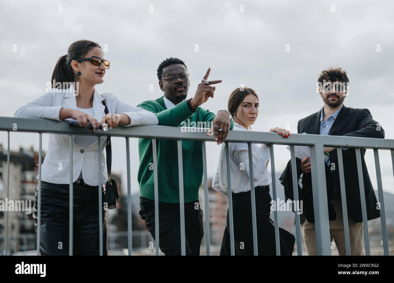 Multicultural business team strategizing on expansion outdoor Stock ...