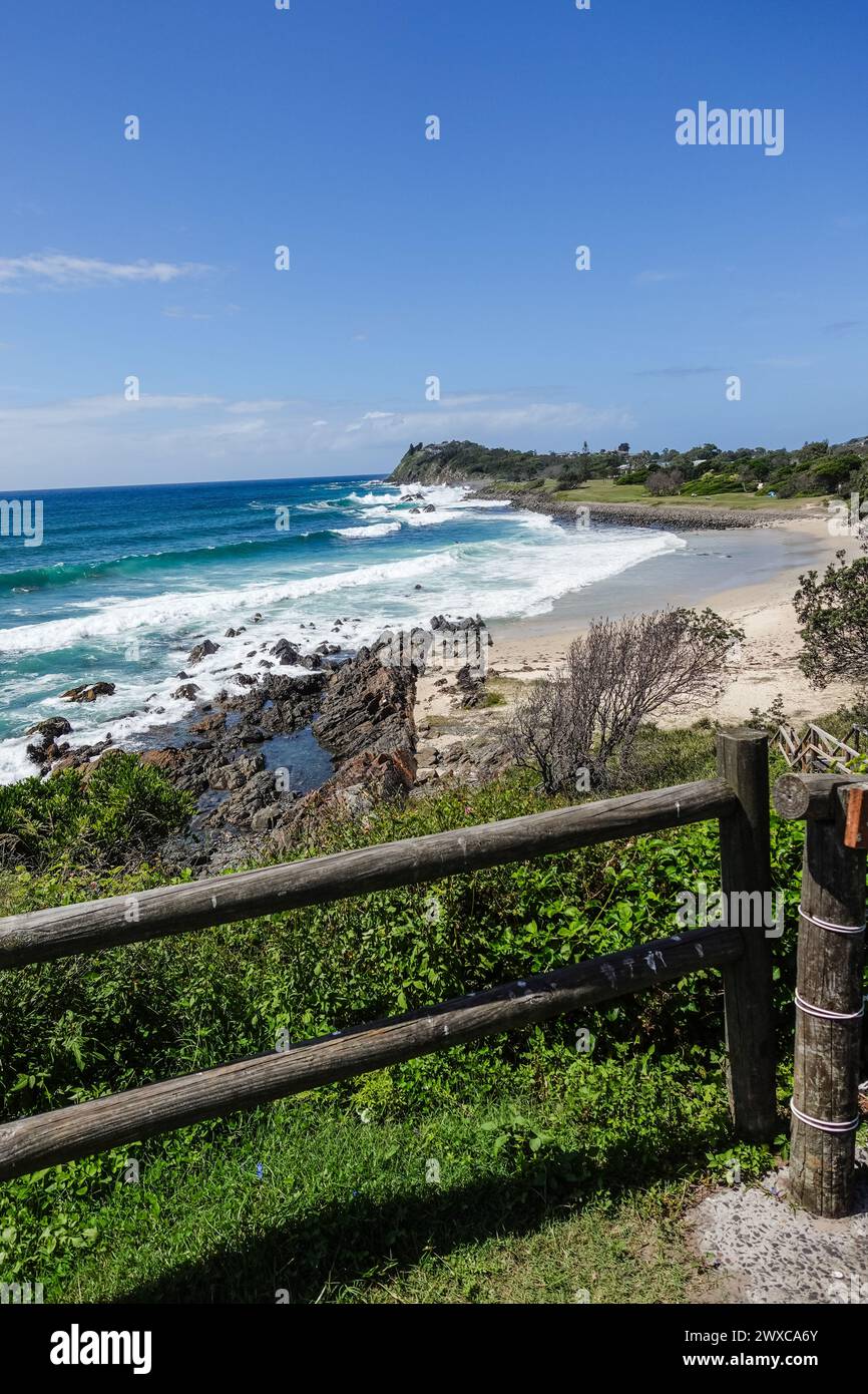 Pebbly Beach in Forster, NSW, Australia, is located along the coast ...