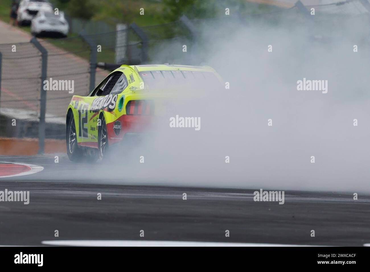 Austin, Tx, USA. 24th Mar, 2024. Ryan Blaney wrecks during the Focused ...