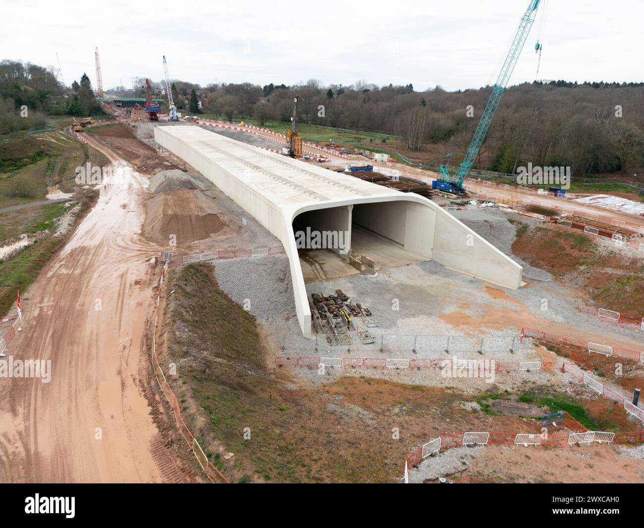 Construction of the "Cut and Shut" tunnel for HS2 railway that passes ...