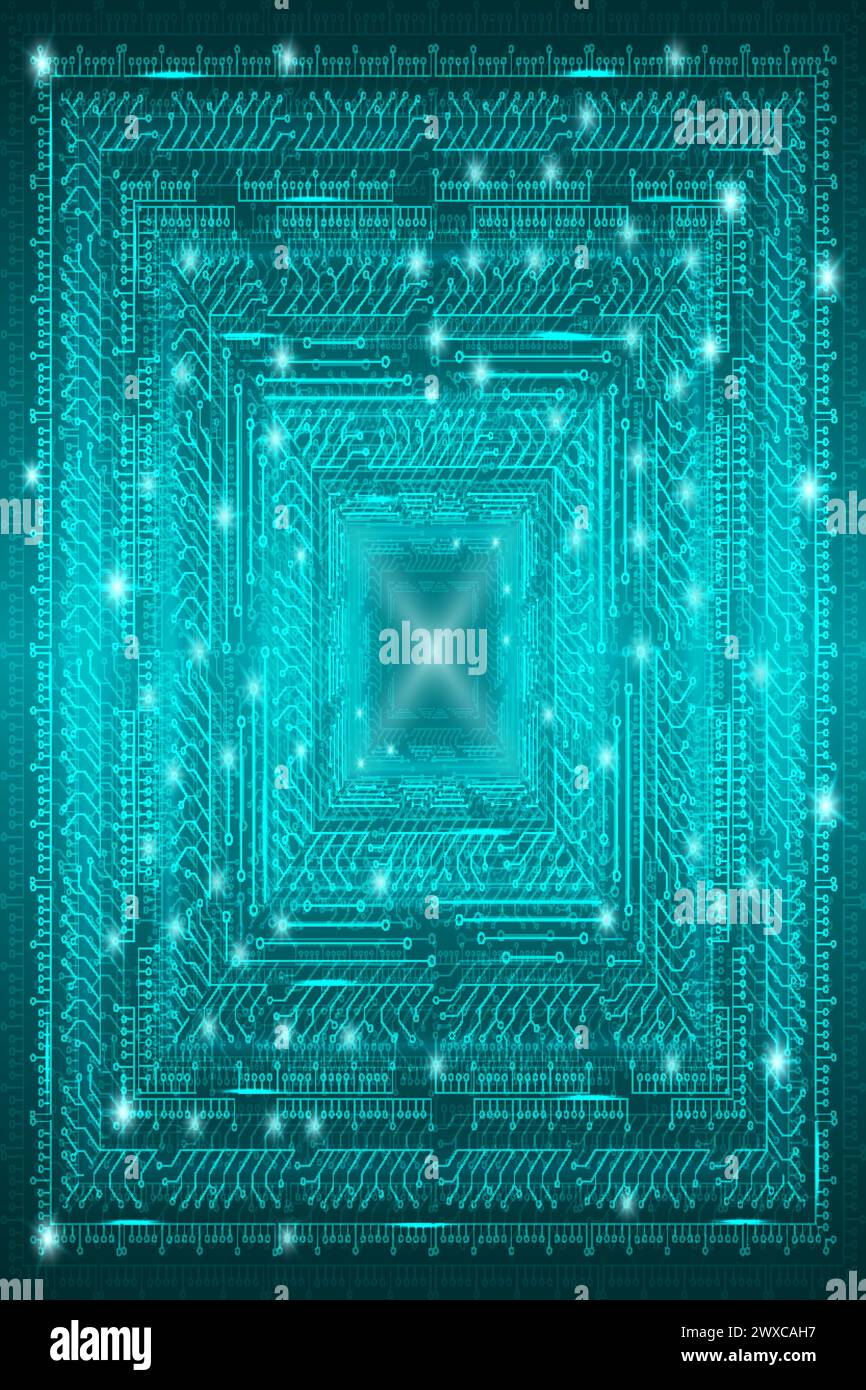 Blue futuristic technological background in cyberpunk style. Digital ...