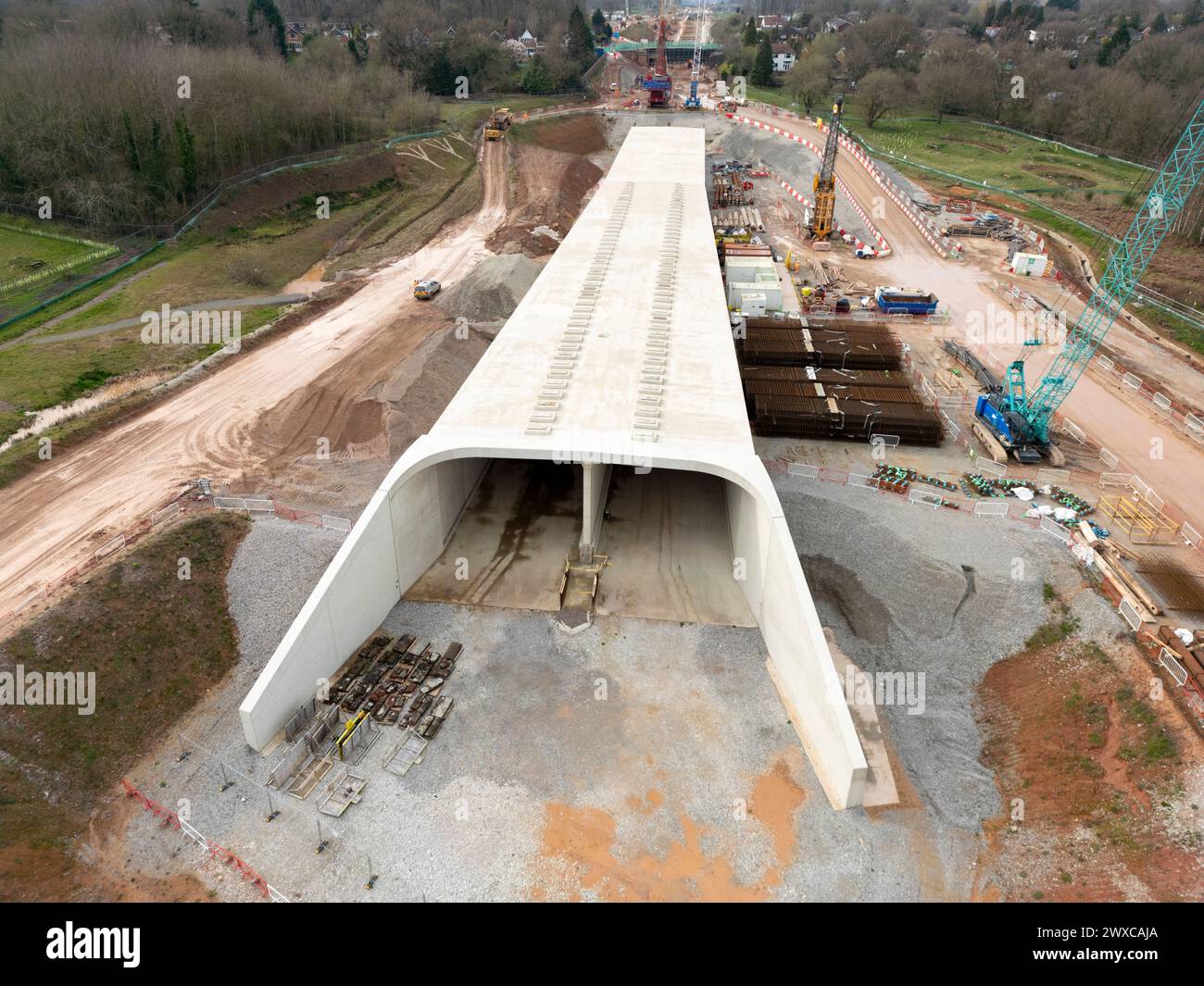 Construction of the "Cut and Shut" tunnel for HS2 railway that passes ...