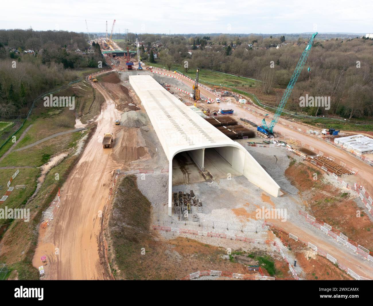 Construction of the "Cut and Shut" tunnel for HS2 railway that passes ...
