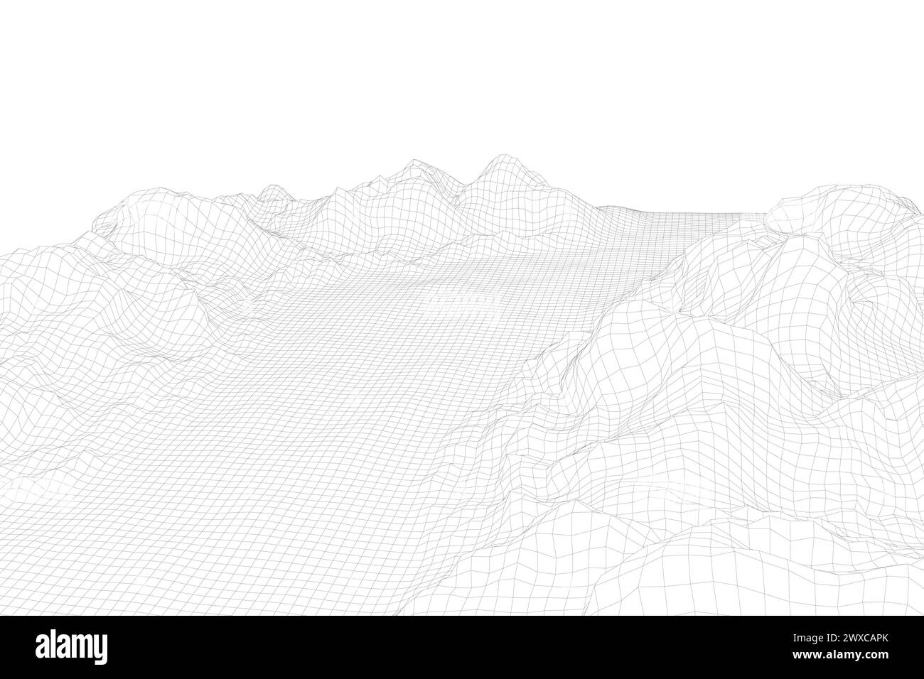 Abstract vector wireframe landscape background. 3D futuristic mesh ...