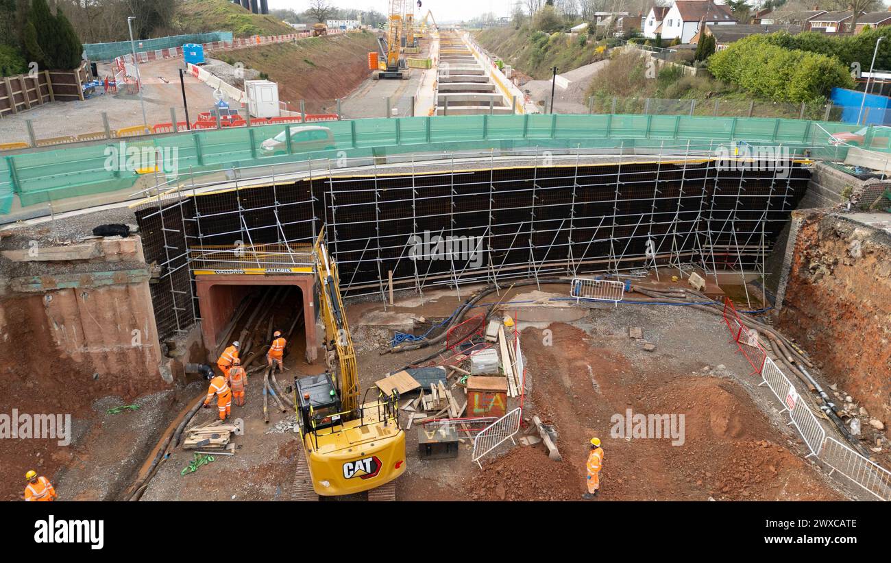 Construction of the "Cut and Shut" tunnel for HS2 railway that passes ...