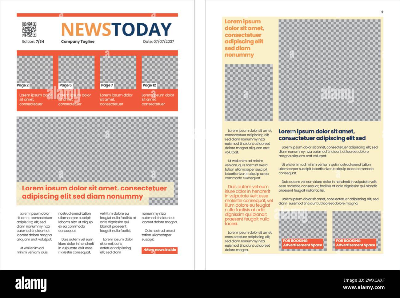 Editorial layout template of newspaper or newsletter Stock Vector Image ...