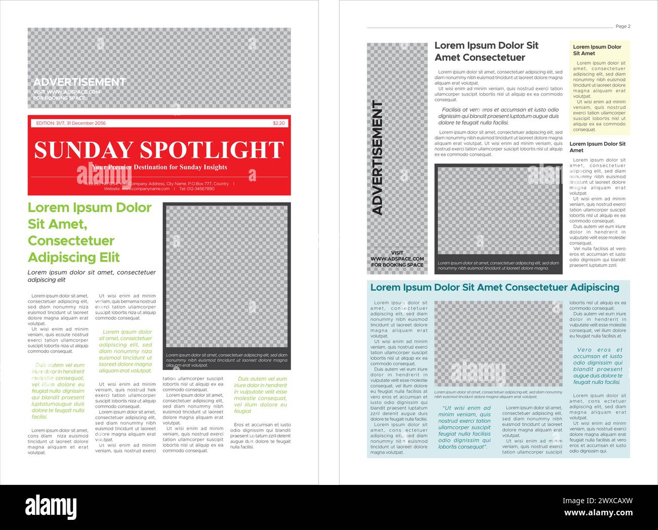 Tabloid newspaper editorial layout design Stock Vector Image & Art - Alamy