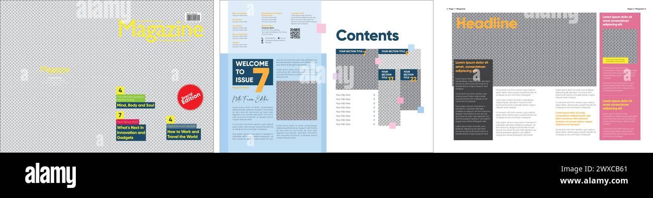 Magazine editorial template. Multipurpose template with cover, back and ...