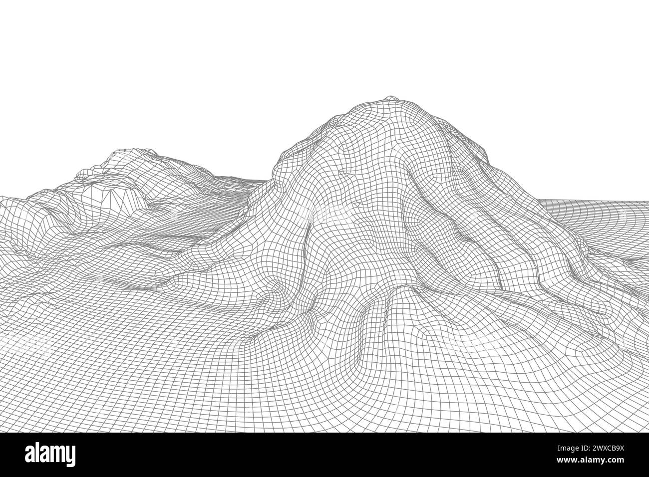 Abstract vector wireframe landscape background. 3D futuristic mesh ...