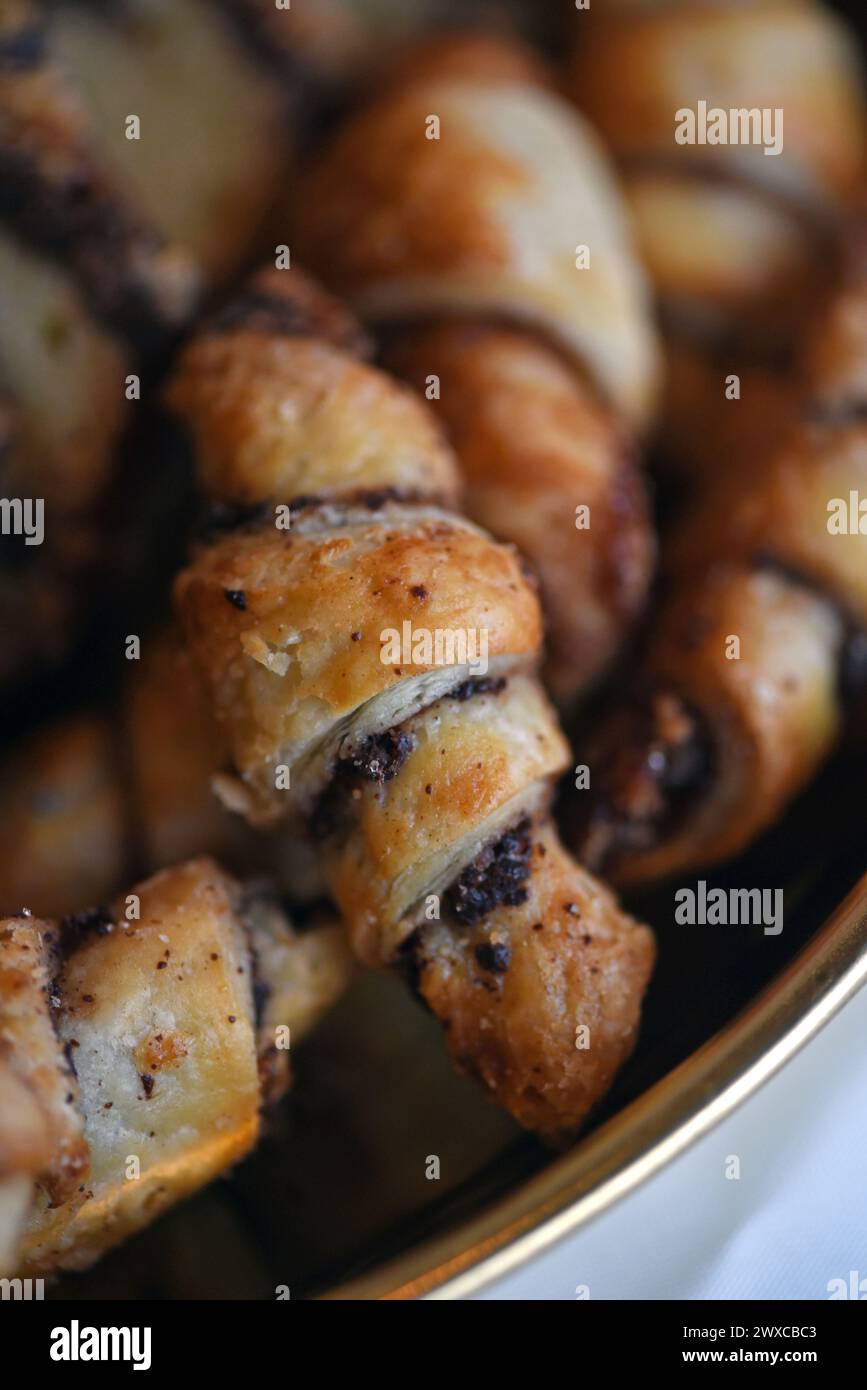 Rugelach is a crescent shaped pastry with a sweet filling Stock Photo ...