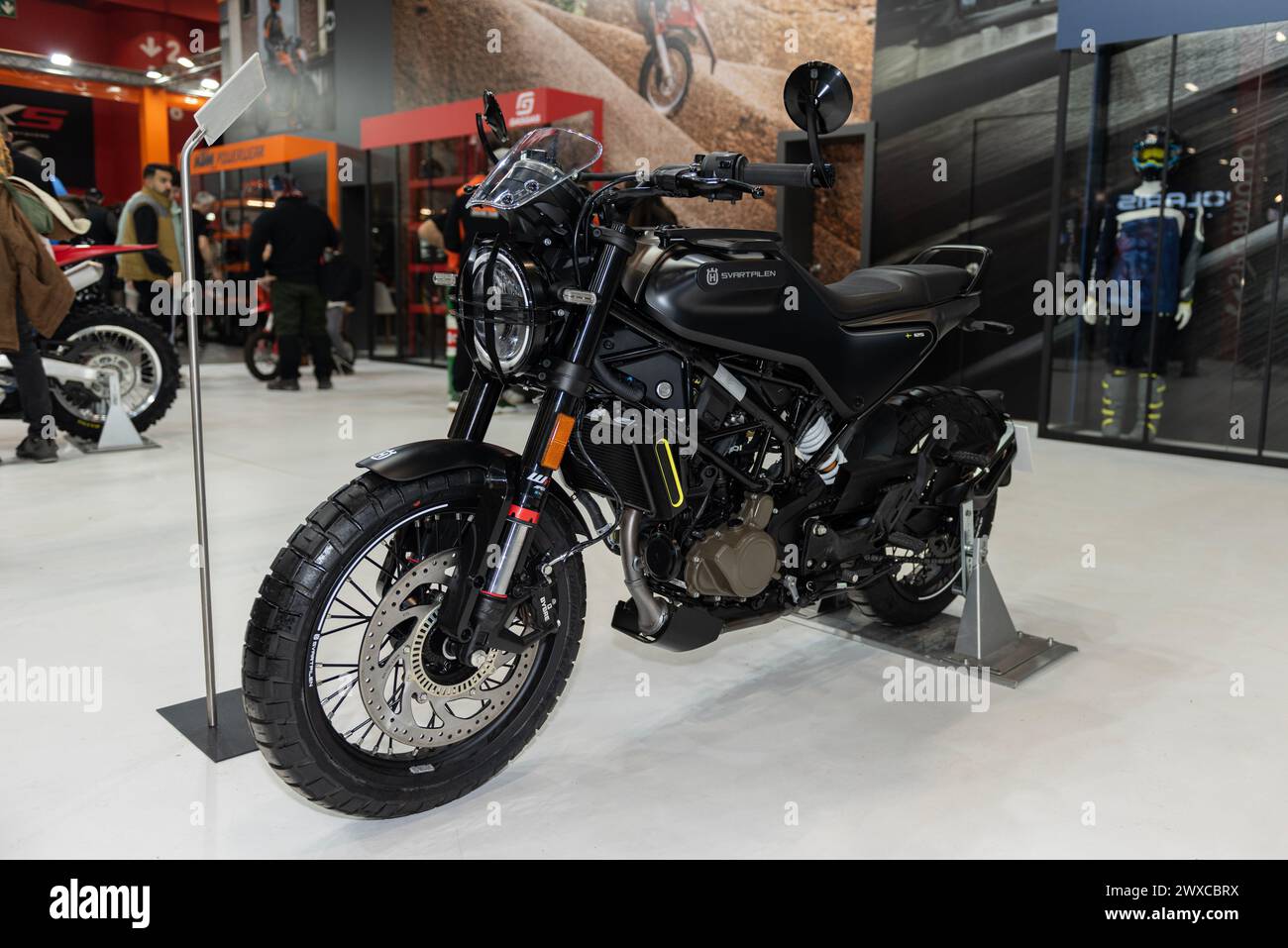 ISTANBUL, TURKIYE - APRIL 29, 2023: Husqvarna Svartpilen motorcycle on ...