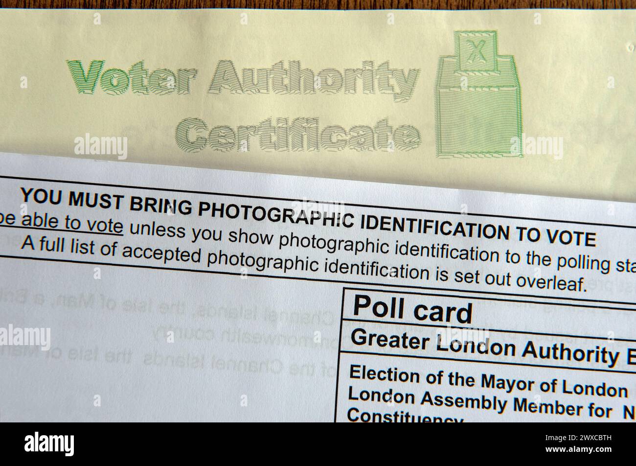 Voter Authority Certificate and Poll card for the Election of the Mayor ...