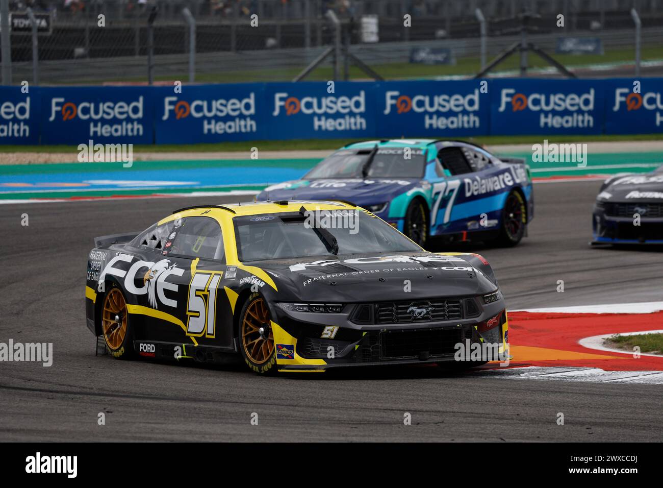 Justin Haley races for position during the Focused Health 250 in Austin ...