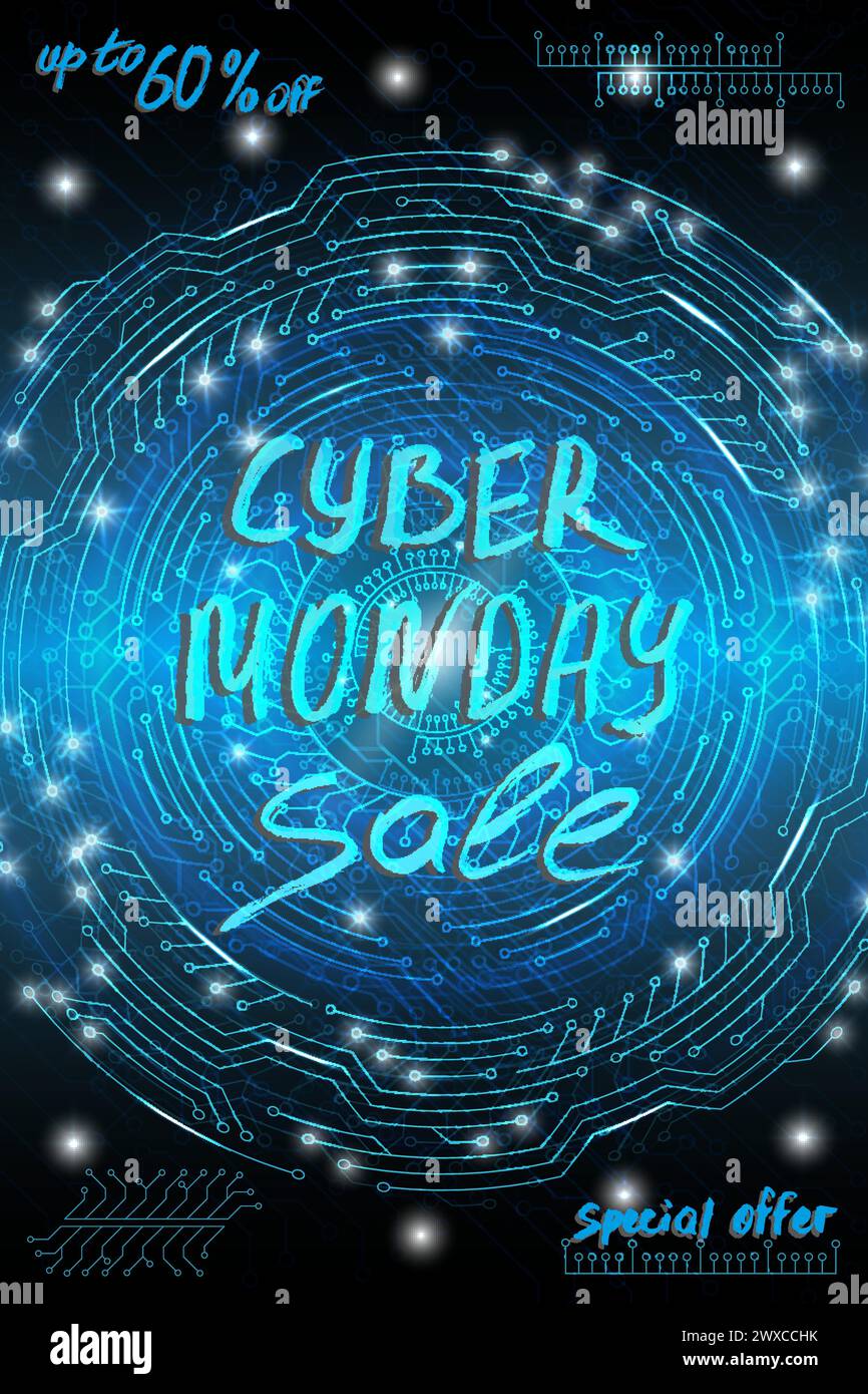 Blue futuristic technological background in cyberpunk style. Cyber ...