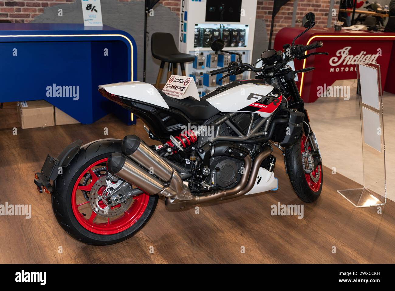 ISTANBUL, TURKEY - MARCH 23, 2024: INDIAN FTR 1200 Rocktar motorcycle ...