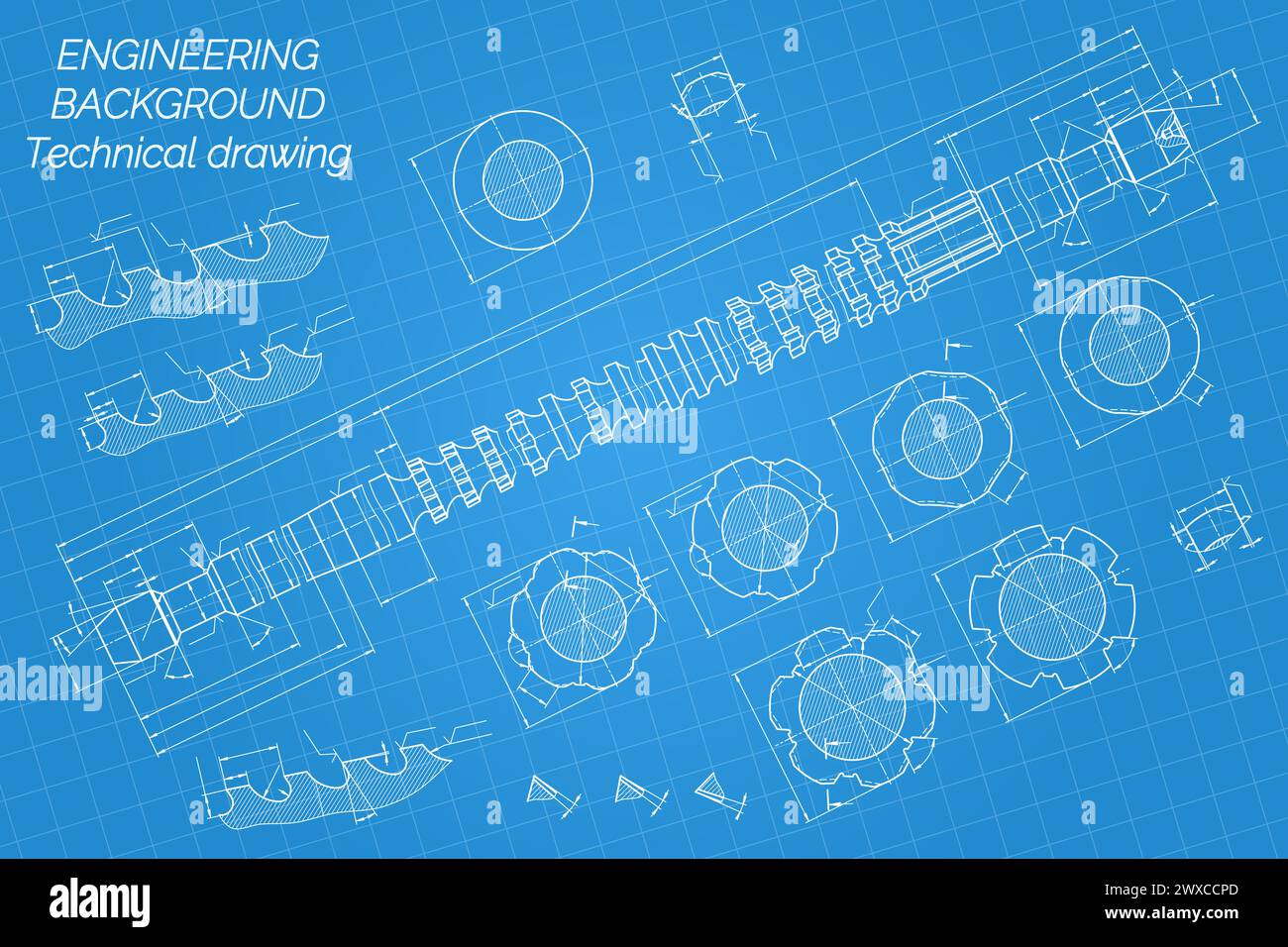 Blue engineering drawings construction Stock Vector Images - Alamy