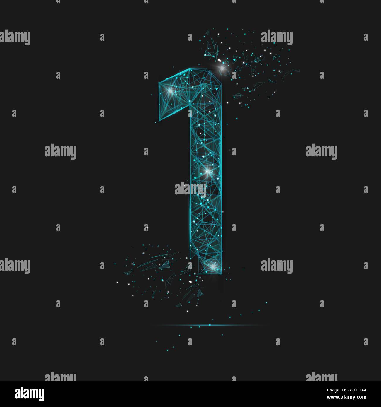 Abstract isolated blue image of a number one. Polygonal illustration ...