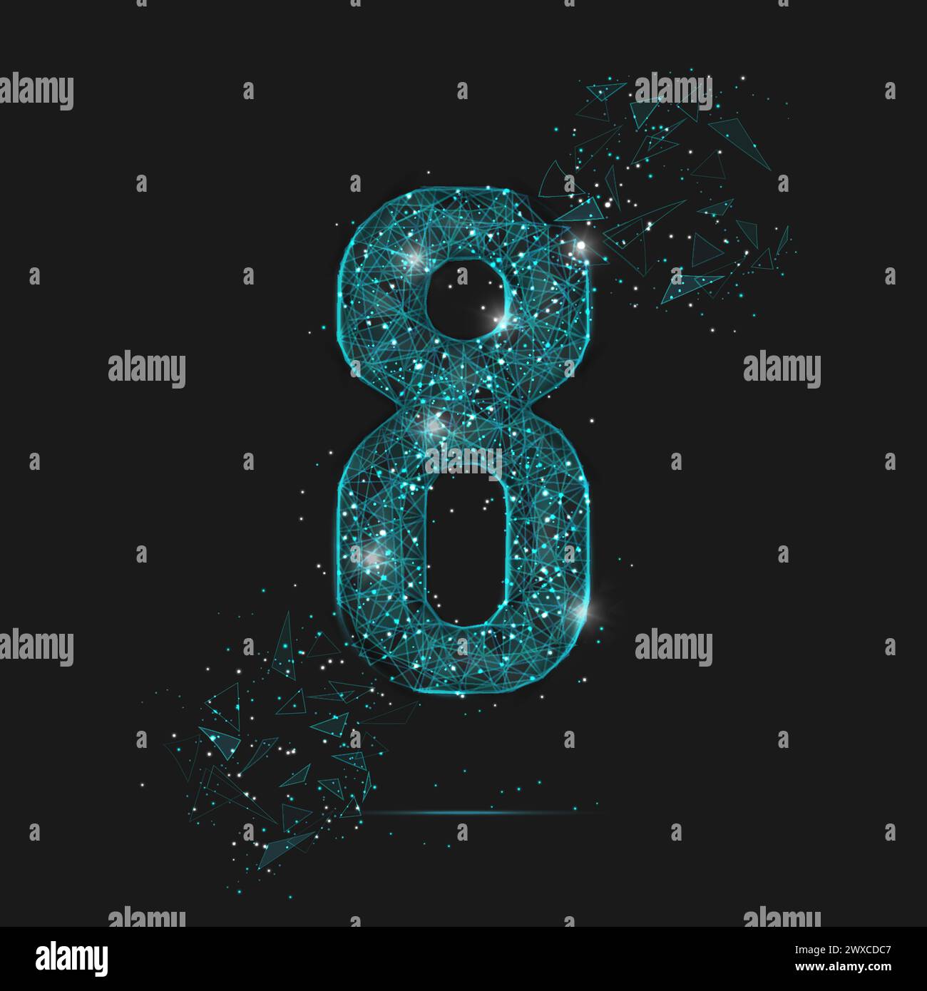 Abstract isolated blue image of a number eight. Polygonal illustration ...