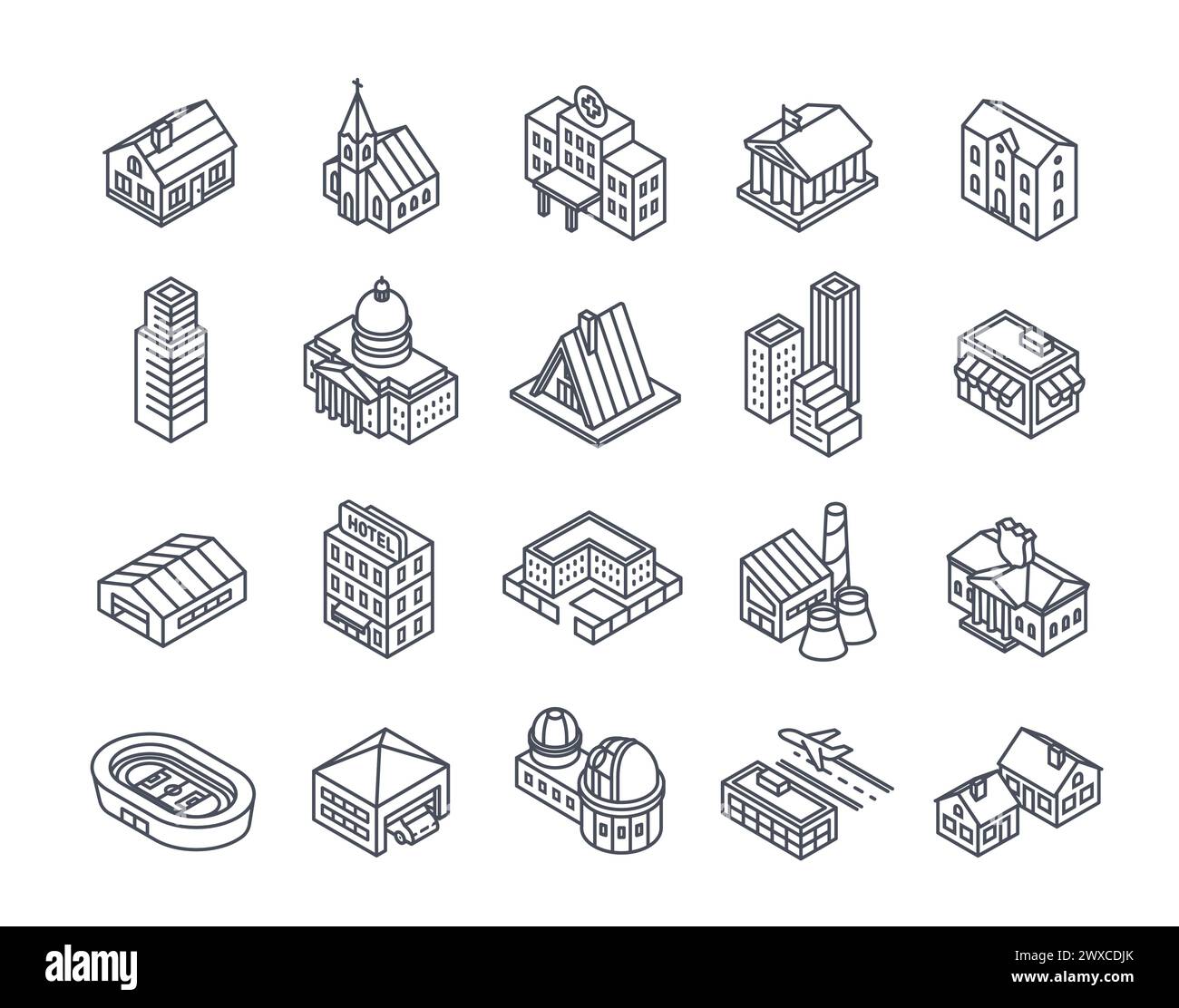 Vector Set of linear Building icons Stock Vector Image & Art - Alamy