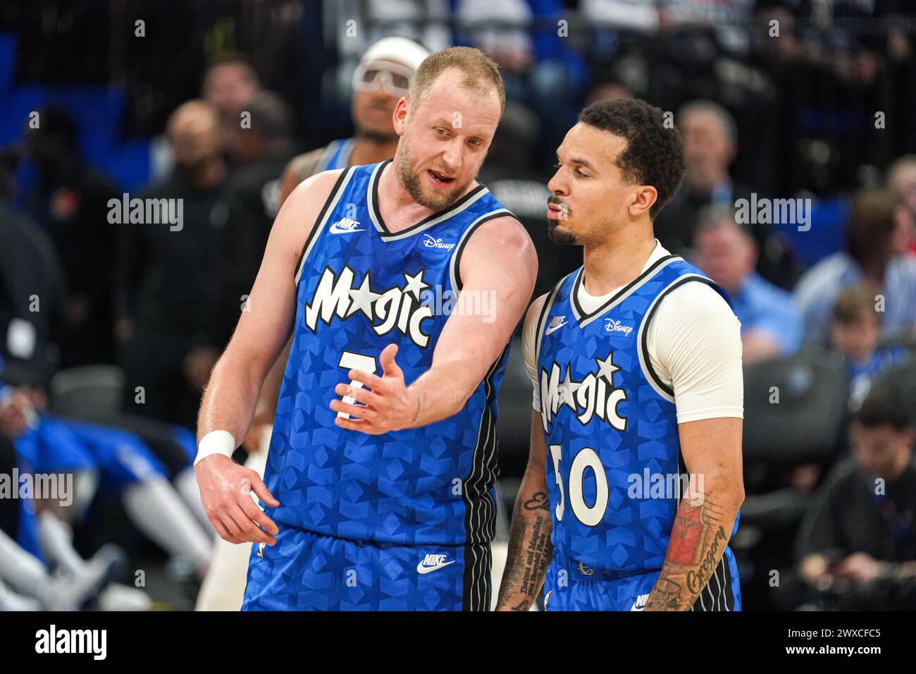 Orlando, Florida, USA, March 29, 2024, Orlando Magic players Joe Ingles ...