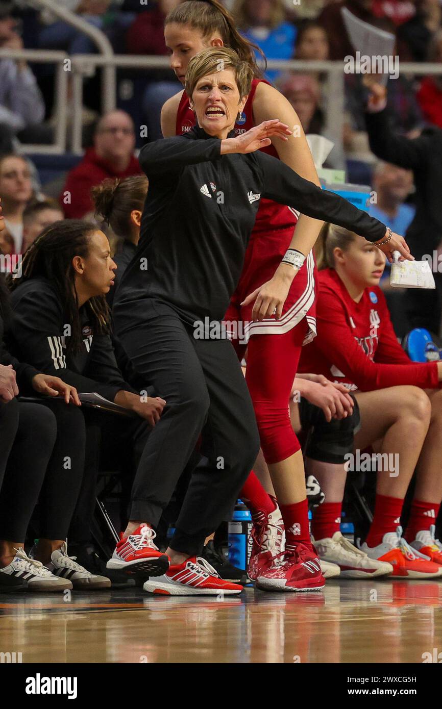 Albany, New York, USA. 29th Mar, 2024. Indiana Head Coach TERI MOREN ...