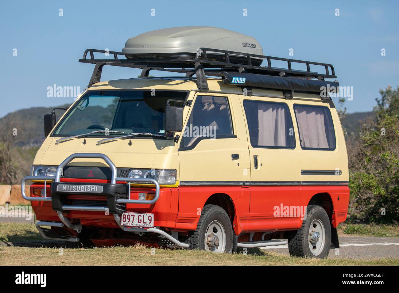 Mitsubishi delica two tone camper van parked Palm Beach car park ...