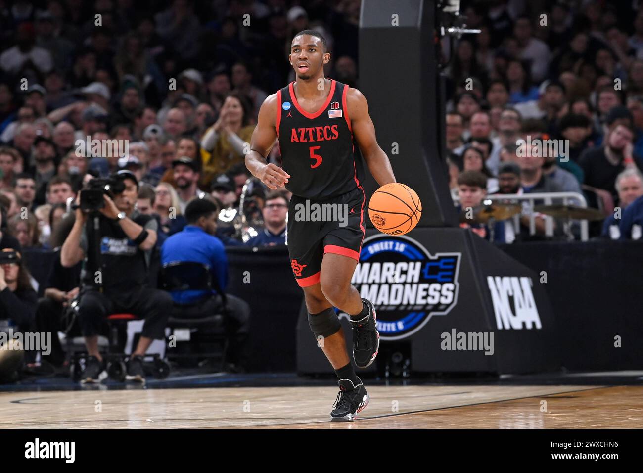 TD Garden. 28th Mar, 2024. Boston, Mass: San Diego State Aztecs guard ...