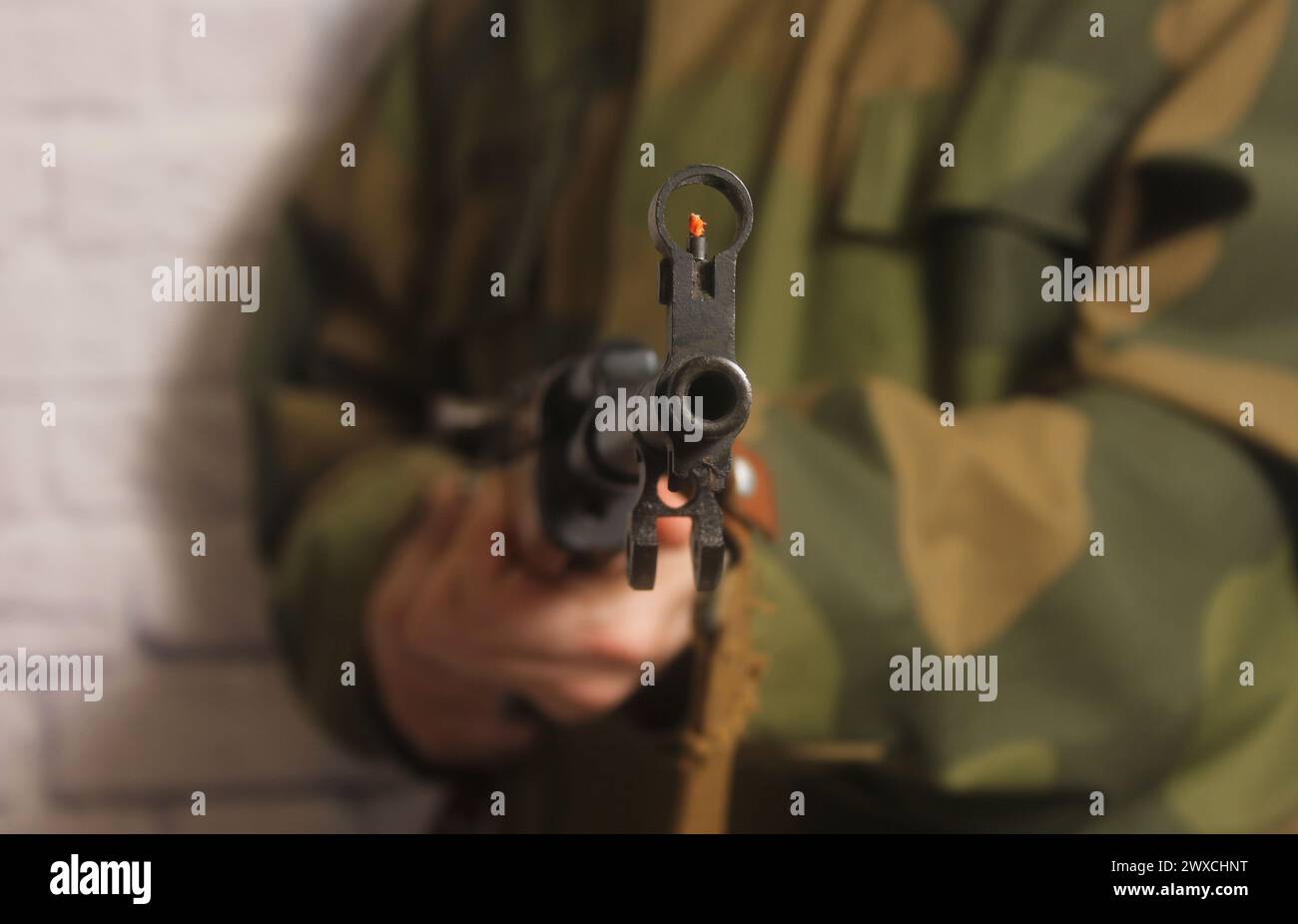 Man Holding SKS 7.62 x 39mm Military Gun Stock Photo - Alamy