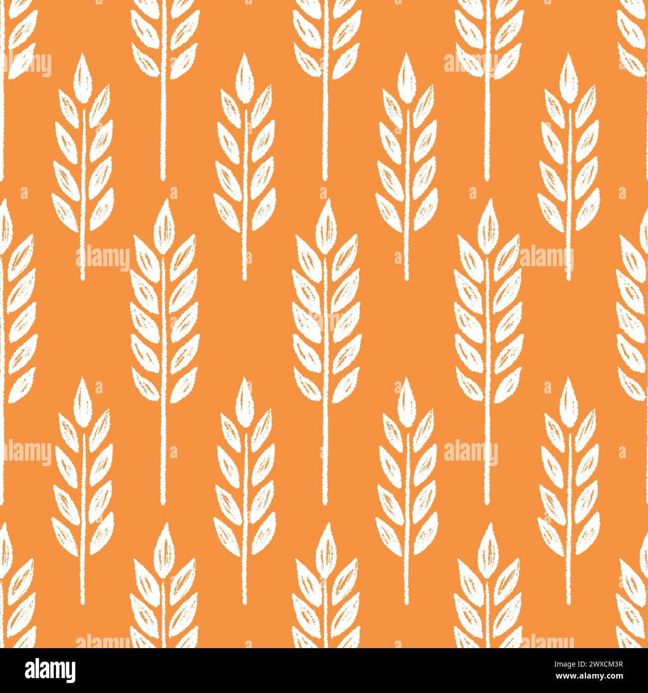 Wheat brush texture seamless pattern background. Hand drawn crayon ...