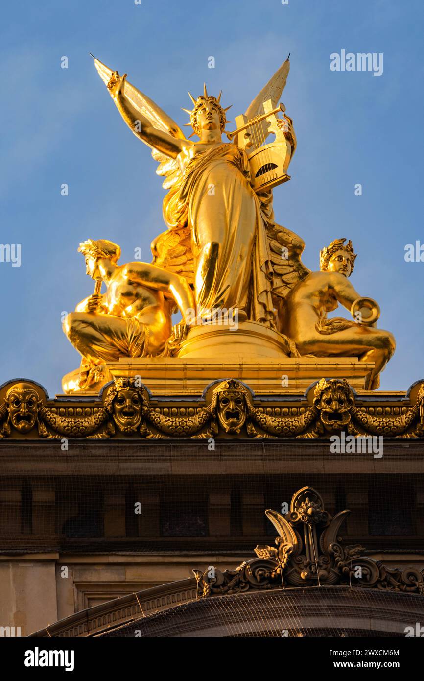 Paris, France - October 1, 2022: Golden coloured statues and decoration ...