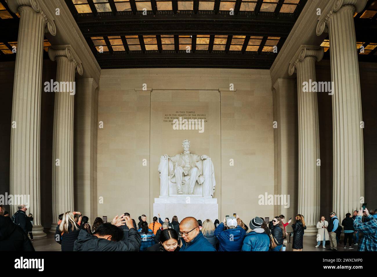 Washington DC – US – Mar 22, 2024 Panorama of tourists viewing the ...