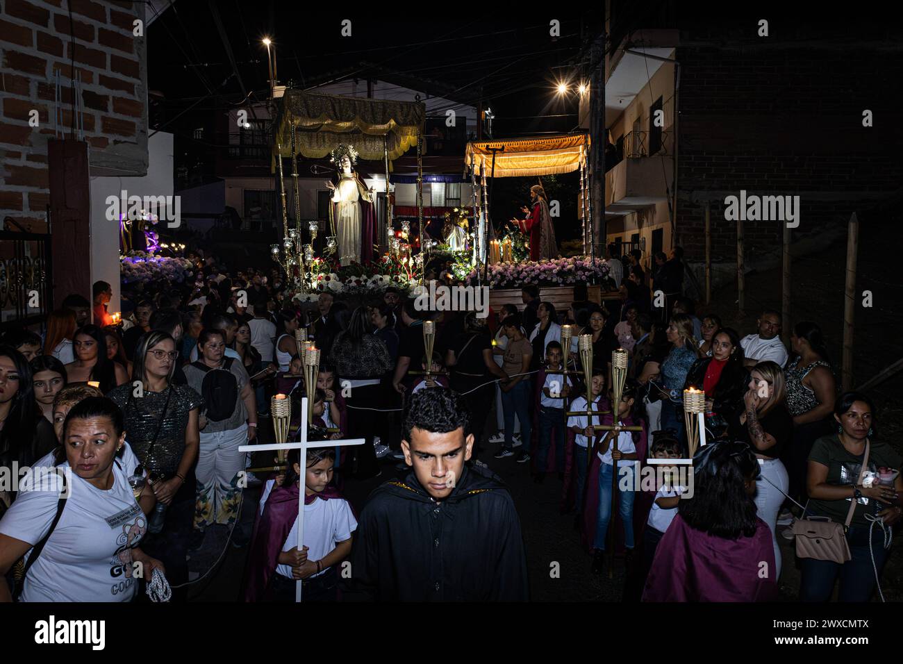 Medellin, Colombia. 28th Mar, 2024. Colombians celebrate the holy ...