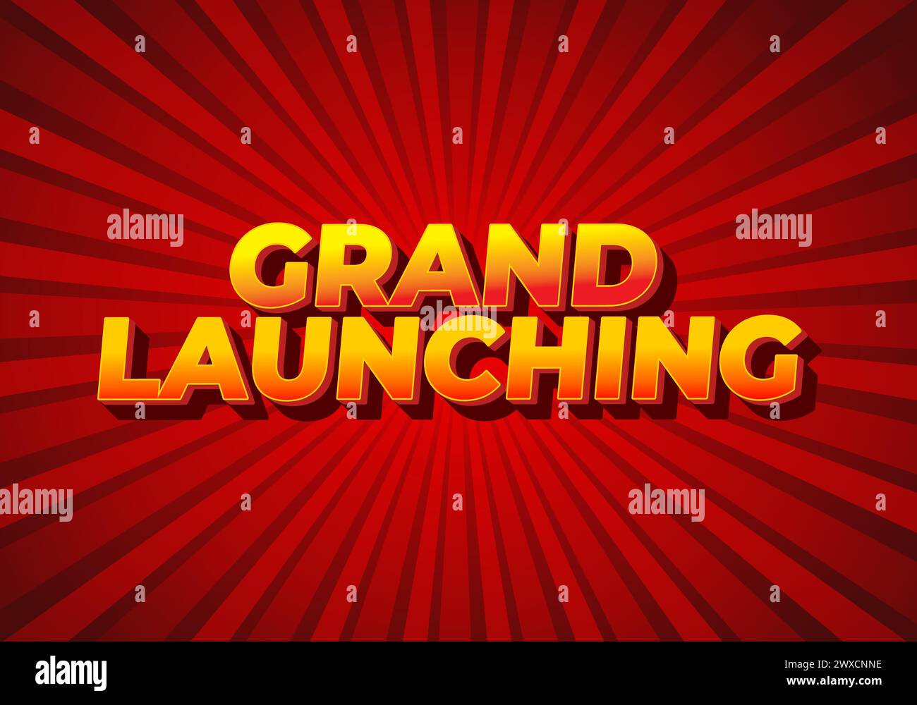 Grand launching. Text effect design in yellow red colors Stock Vector ...