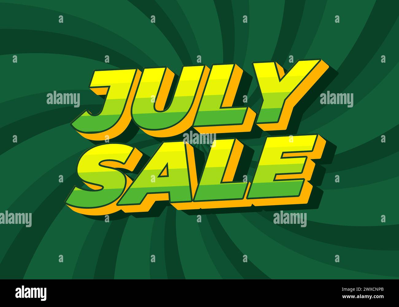 July sale. Text effect design in 3 dimension style and eye catching ...