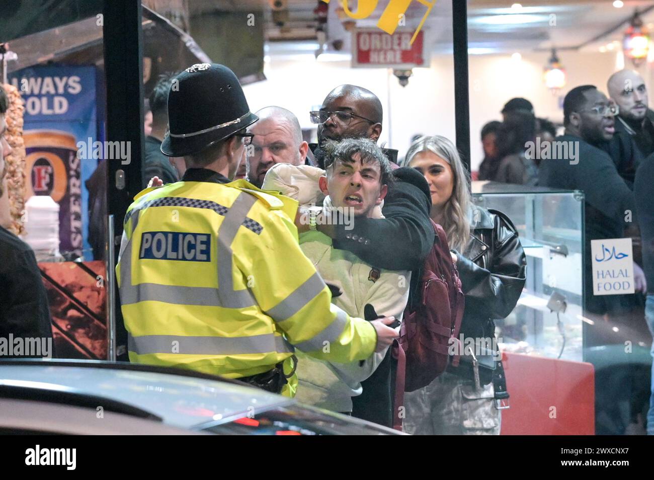 Broad Street, Birmingham, March 30th 2024 - Easter Revellers got into ...