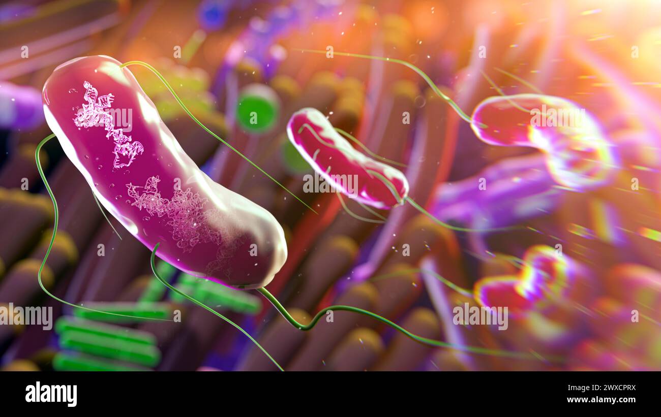 Illustration of RNA (ribonucleic acid) obelisks in human gut bacteria ...