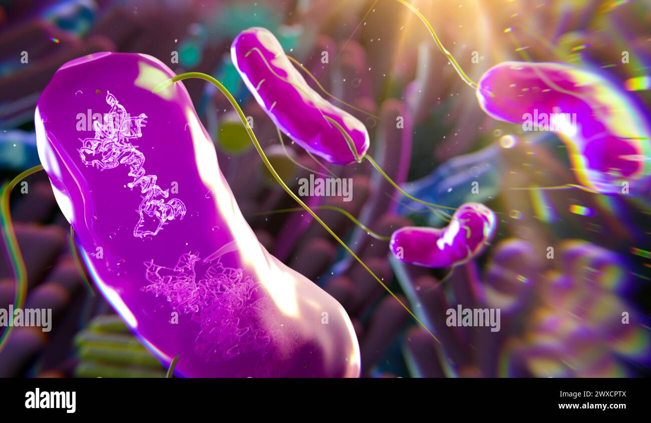 Illustration of RNA (ribonucleic acid) obelisks in human gut bacteria ...