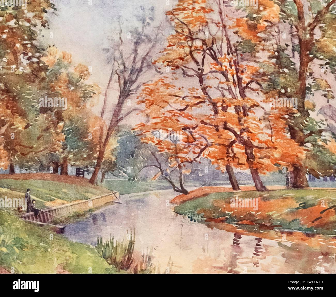 Illustration of Fellows' Eyot, Sixth Form Bench, and the Playing-Fields ...