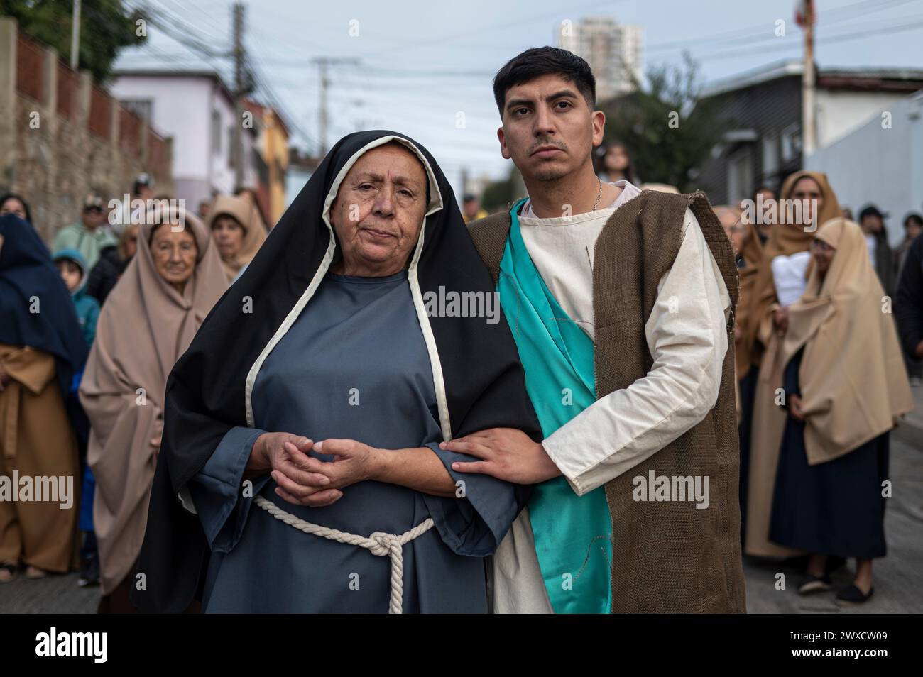 Valparaiso, Valparaiso, Chile. 29th Mar, 2024. Actors recreate the ...