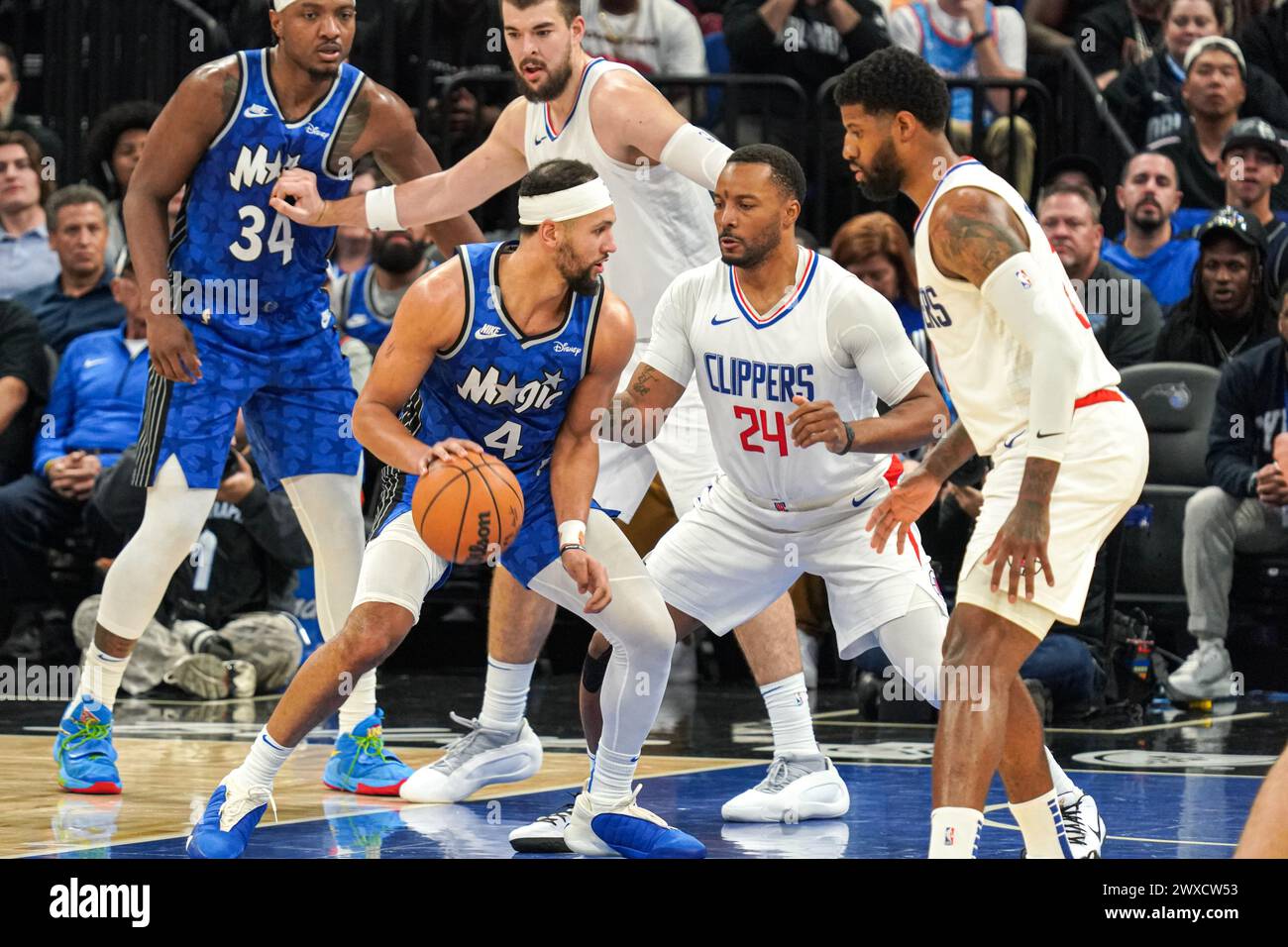 Orlando, Florida, USA, March 29, 2024, Orlando Magic's Jalen Suggs #4 ...