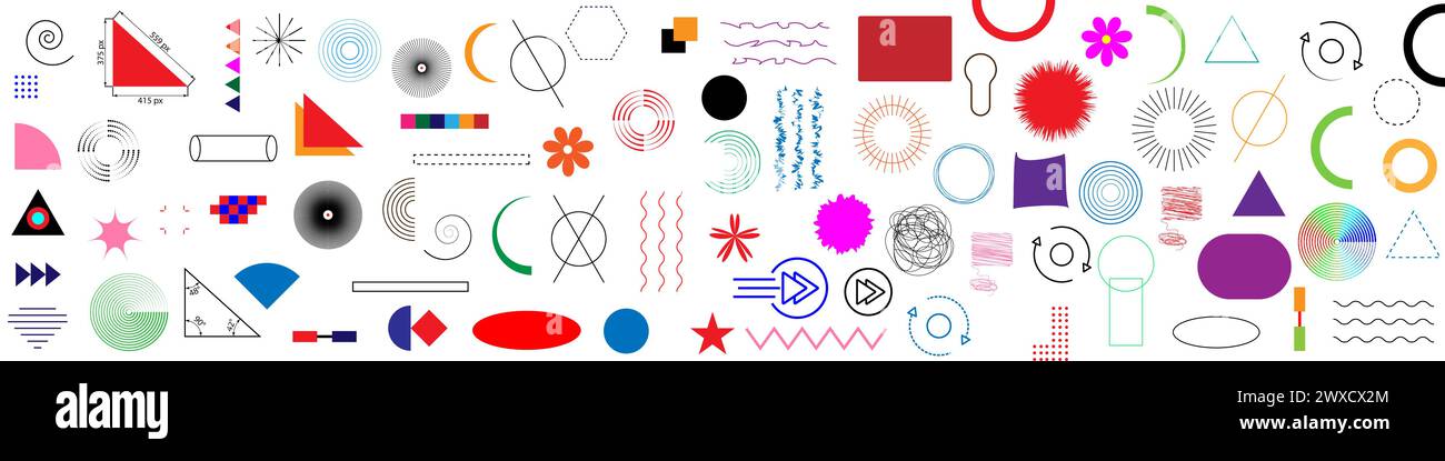 Abstract geometric shapes, memphis design, bauhaus elements for poster ...