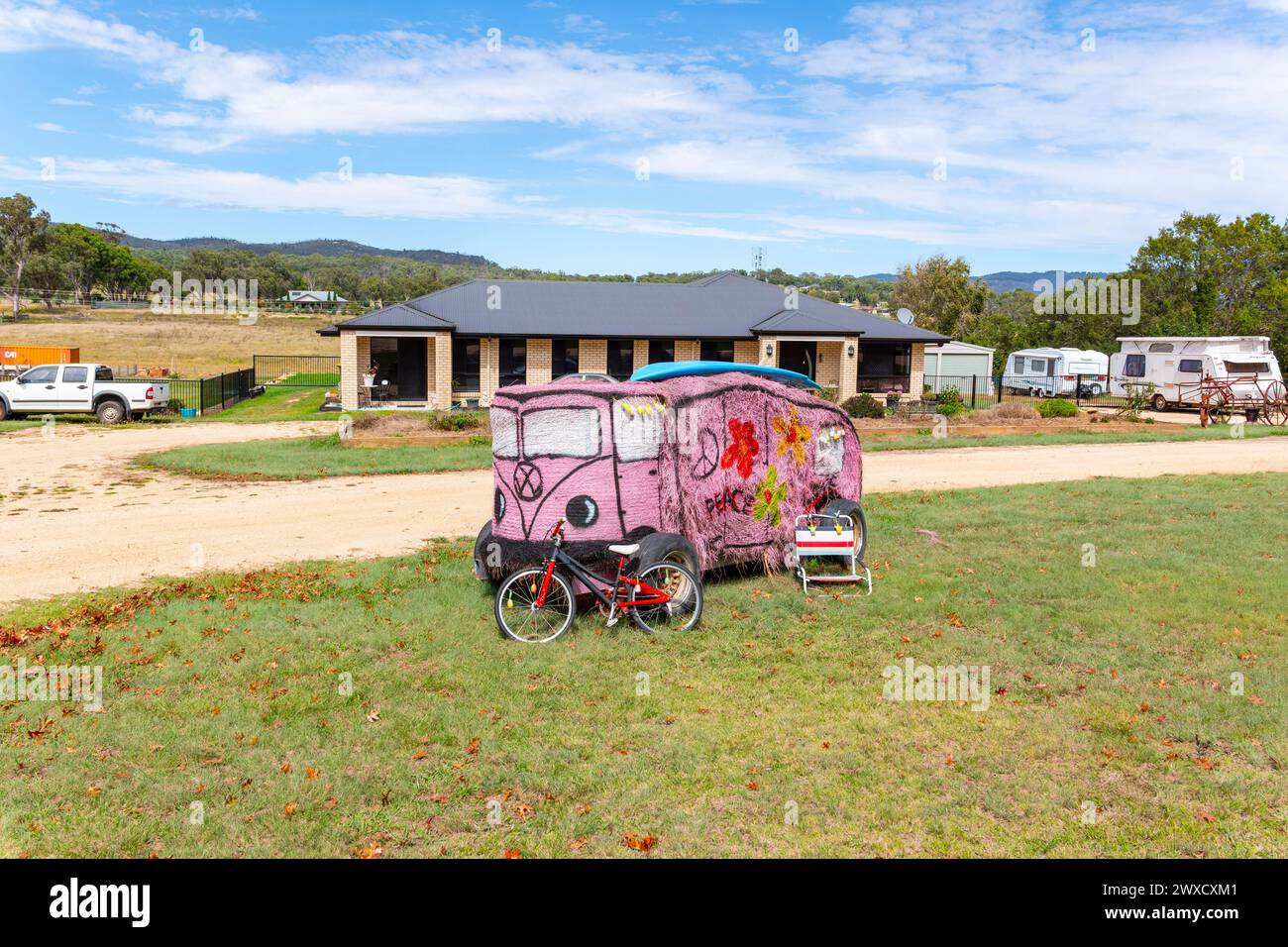 entrants in the hay bale trail street art competition at the ...
