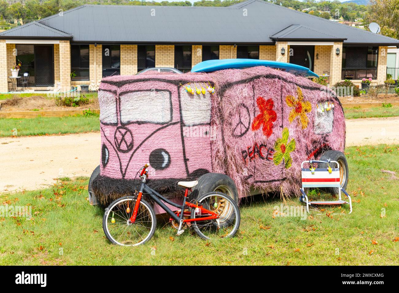 entrants in the hay bale trail street art competition at the ...