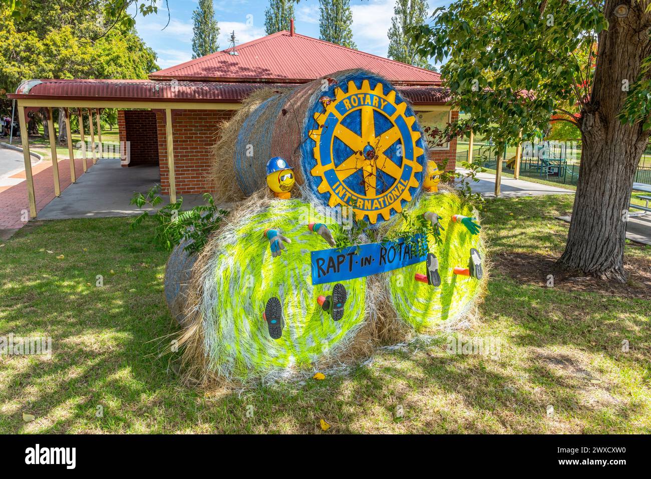 entrants in the hay bale trail street art competition at the ...