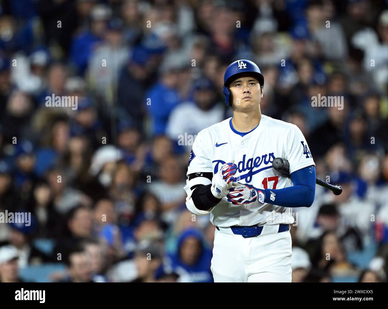 Shohei Ohtani of Los Angeles Dodgers is seen in the 5th inning of an official game against St ...