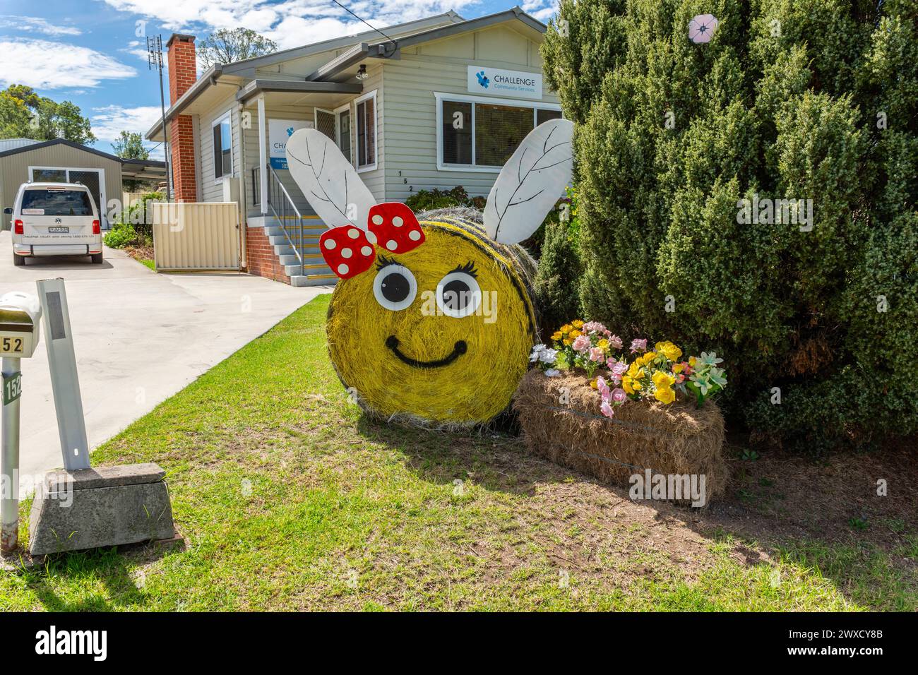 entrants in the hay bale trail street art competition at the ...