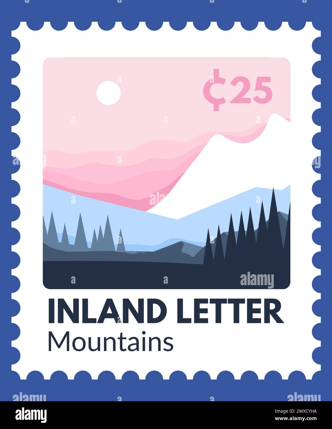 Inland letter with mountains landscape and price Stock Vector Image ...