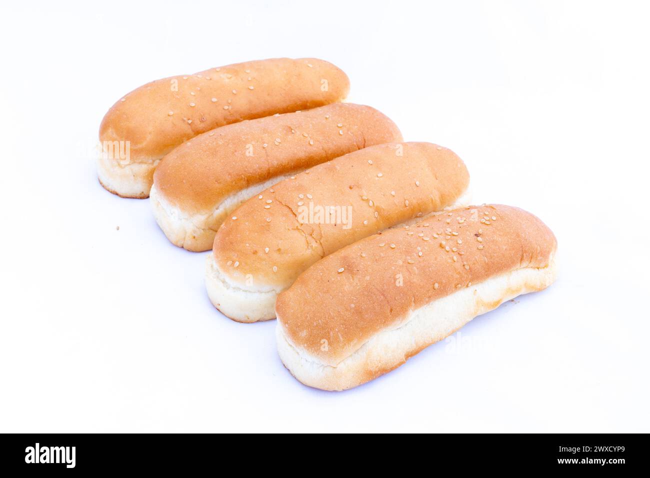 Plain hotdog buns on isolated white background Stock Photo - Alamy
